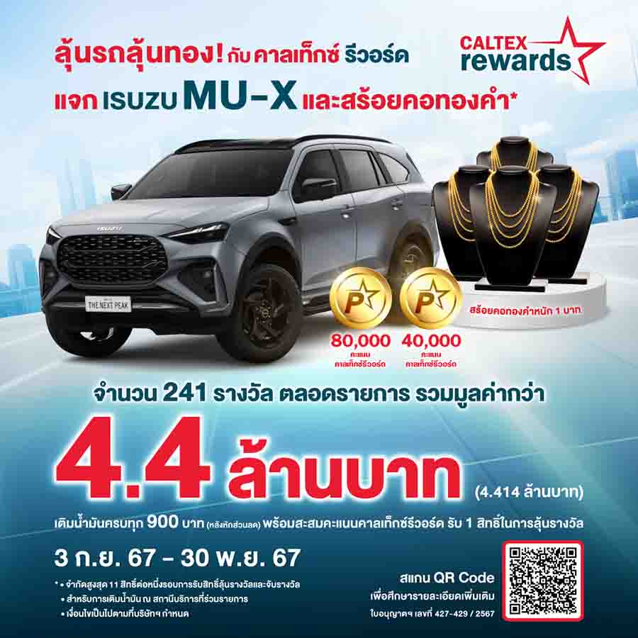 CALTEX จัดแคมเปญใหญ่แห่งปี “ลุ้นรถลุ้นทอง กับ คาลเท็กซ์ รีวอร์ด” มูลค่ากว่า 4.4ล้านบาท - carwizard